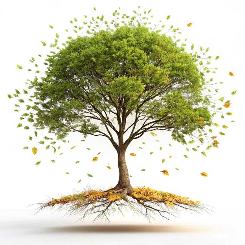 Floating Tree with Animated Rustling Leaves Stock Illustration ...