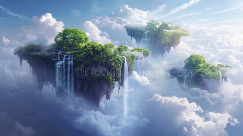 Floating Trees Ascending in the Sky Stock Photo - Image of ...
