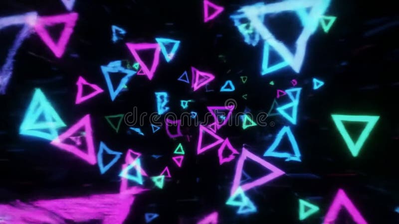 Floating Triangles with Glitch Effect Loop Stock Footage - Video of ...
