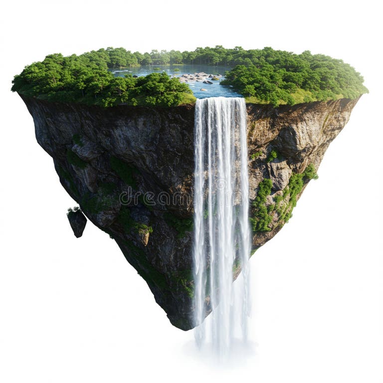 A Floating, Triangular Landmass Features a Lush, Green Forest and a ...
