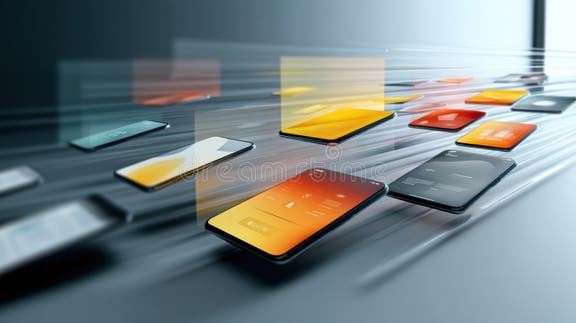 Floating UI Cards Transition Smoothly Over a Smartphone in Motion Blur ...