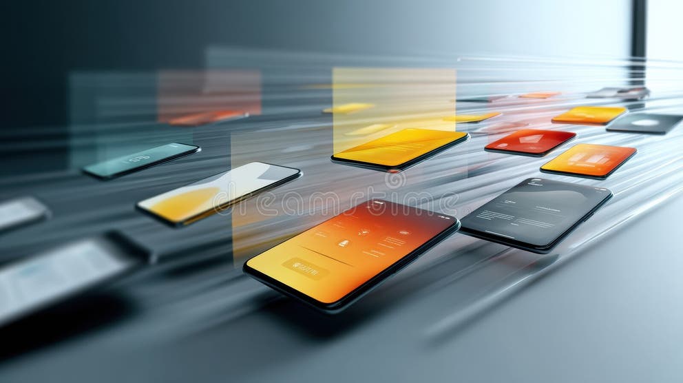 Floating UI Cards Transition Smoothly Over a Smartphone in Motion Blur ...