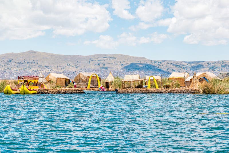 Floating Uros Islands on Lake Titicaca in Peru Stock Image - Image of ...