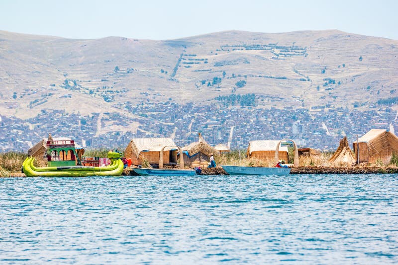 Floating Uros Islands on Lake Titicaca in Peru Stock Photo - Image of ...