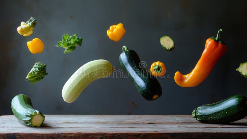Floating Vegetables Still Life Photography Stock Illustration ...