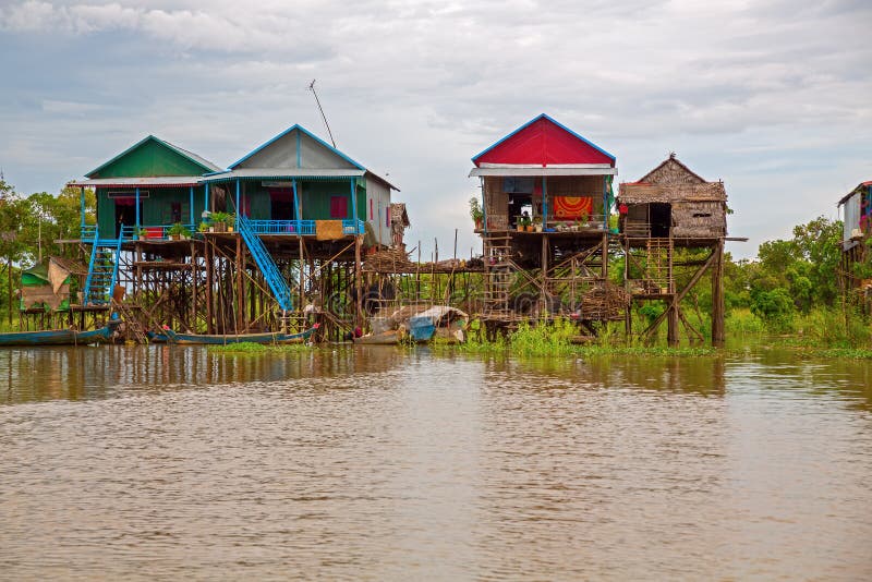 Water village in Cambodia stock photo. Image of asia - 48049164