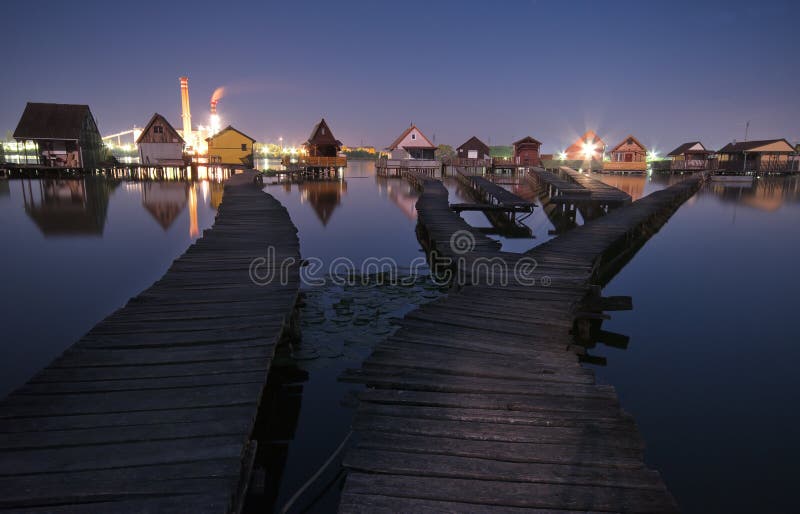 Floating village in Bokod stock photo. Image of buildings - 58209868