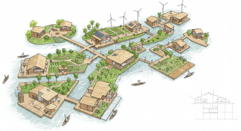 Floating Village Concept Featuring Interconnected Platforms and ...