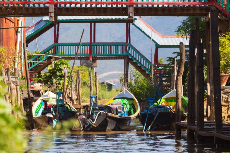 Floating Villages of Inle Lake, Myanmar Stock Image - Image of rubble ...
