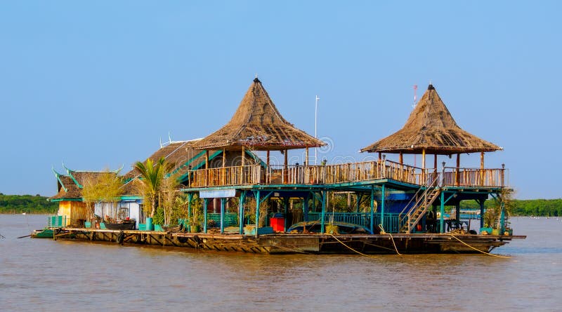 Floating Restaurant on the Tonle Sap Lake, Near Siem Reap, Cambodia ...