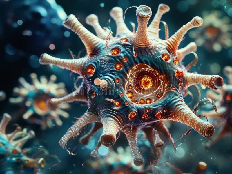 Floating virus stock illustration. Illustration of details - 371481104