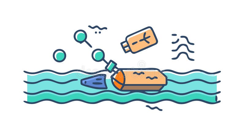 Floating Waste, Environmental Contamination and Water Pollution, Vector ...