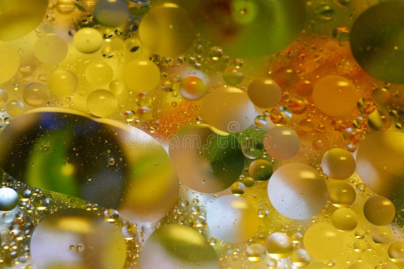 Floating in the Water Abstract Colorful, Yellow Oil Drops. Stock Image ...