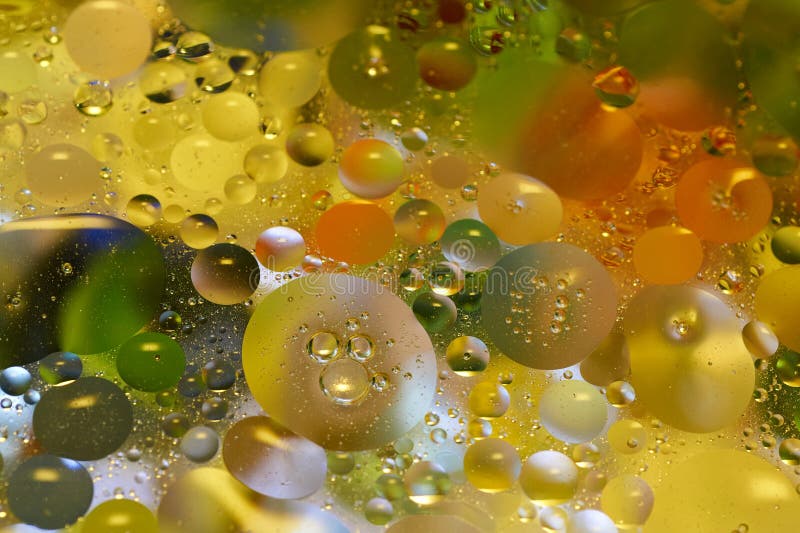 Floating in the Water Abstract Colorful, Yellow Oil Drops. Stock Image ...