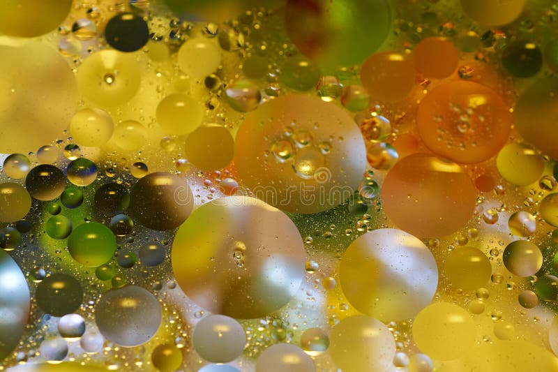 Floating in the Water Abstract Colorful, Yellow Oil Drops. Stock Image ...