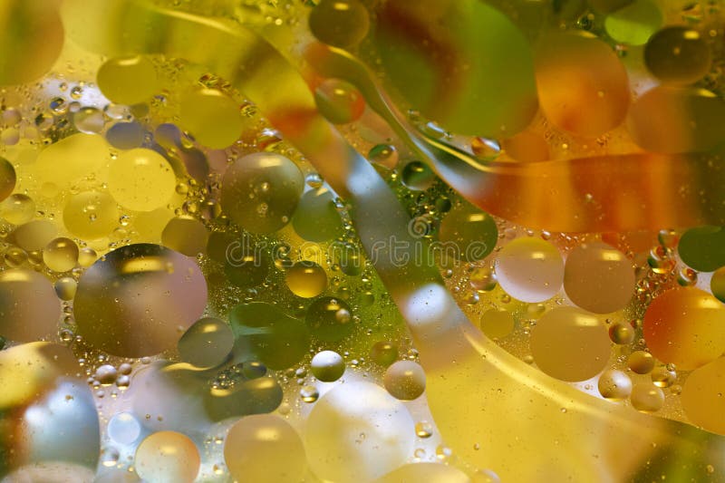 Floating in the Water Abstract Colorful, Yellow Oil Drops. Stock Image ...
