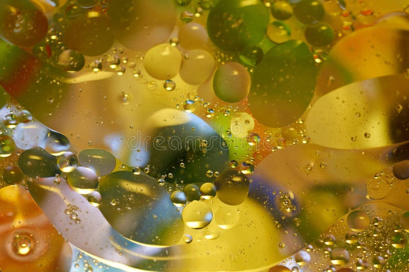 Floating in the Water Abstract Colorful, Yellow Oil Drops. Stock Image ...
