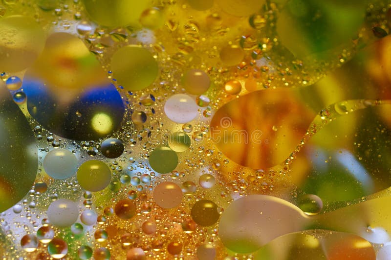 Floating in the Water Abstract Colorful, Yellow Oil Drops. Stock Photo ...