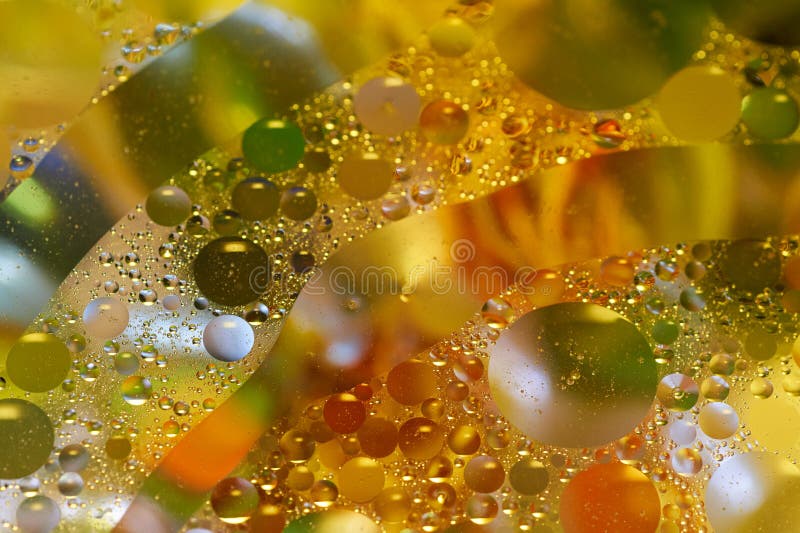 Floating in the Water Abstract Colorful, Yellow Oil Drops. Stock Photo ...