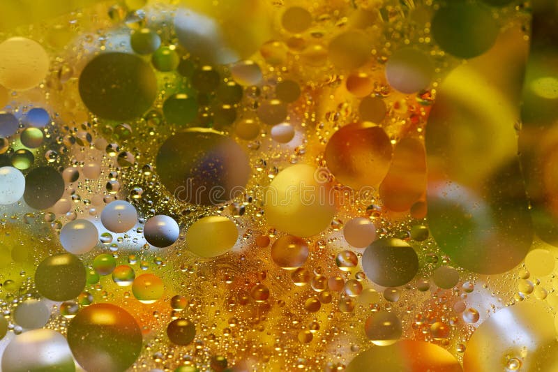 Floating in the Water Abstract Colorful, Yellow Oil Drops. Stock Photo ...