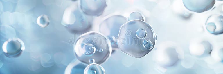 Floating Water Bubbles with a Soft Blue Background Creating a ...