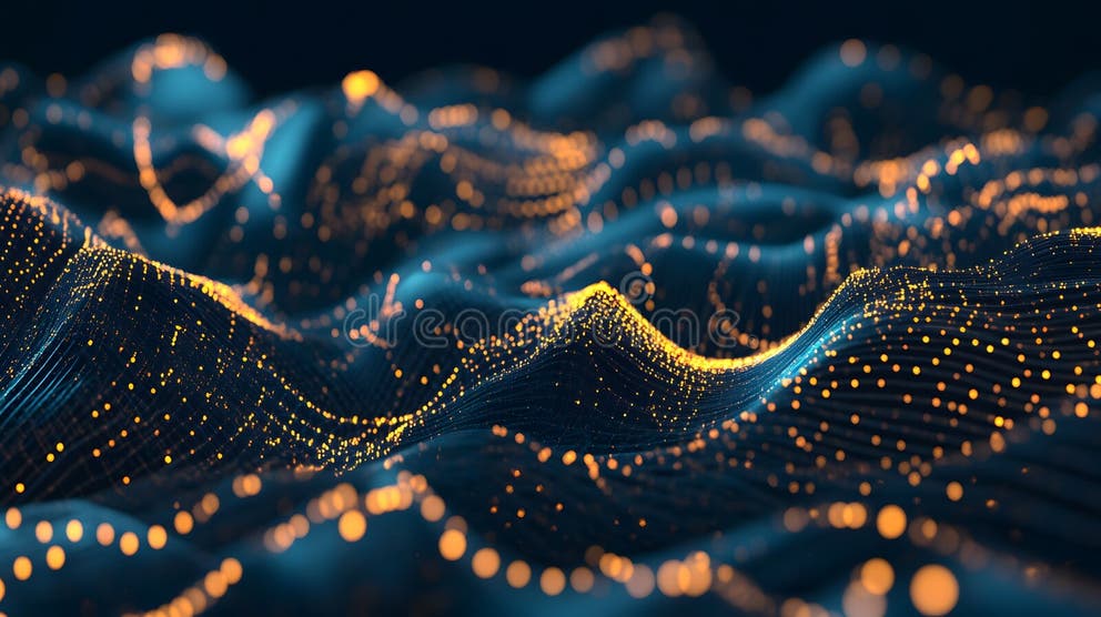 Floating Wave Patterns with Glowing Edges and Digital Particle Dust ...