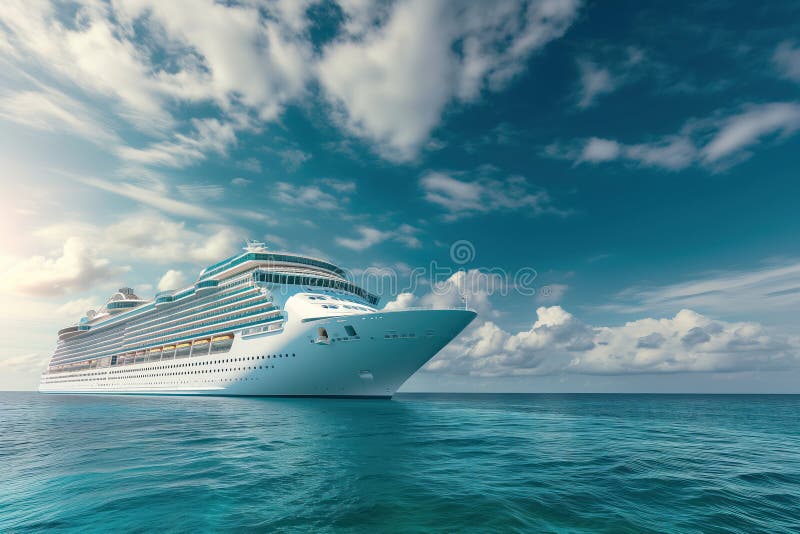 Floating on Waves of Ocean is Beautiful Cruise Ship Stock Photo - Image ...