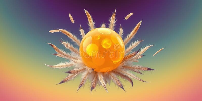 Floating Wax Orb with Feather Spectacle a Stunning Rainbow Gradient ...