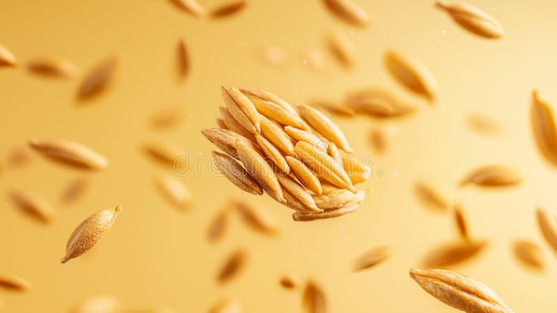 Floating Wheat Groats are Artfully Displayed Bright Background ...