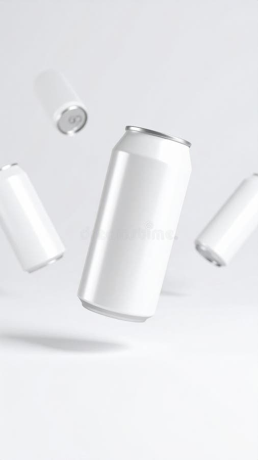 Floating White Aluminum Cans Mockup Stock Illustration - Illustration ...
