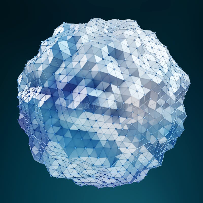 Floating White and Blue Glowing Sphere Network 3D Rendering Stock ...