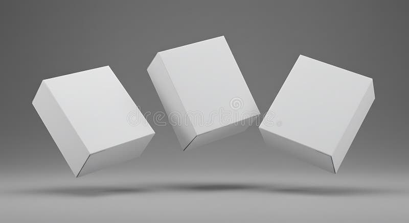 Floating White Boxes on Gray Backdrop Abstract Packaging Mockup Style ...