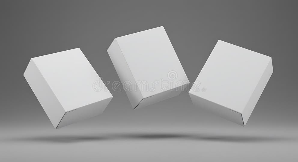 Floating White Boxes on Gray Backdrop Abstract Packaging Mockup Style ...