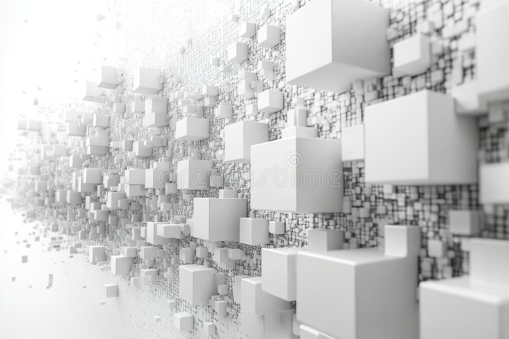 Abstract Representation of an Array of 3D Cubes Emerging from a ...