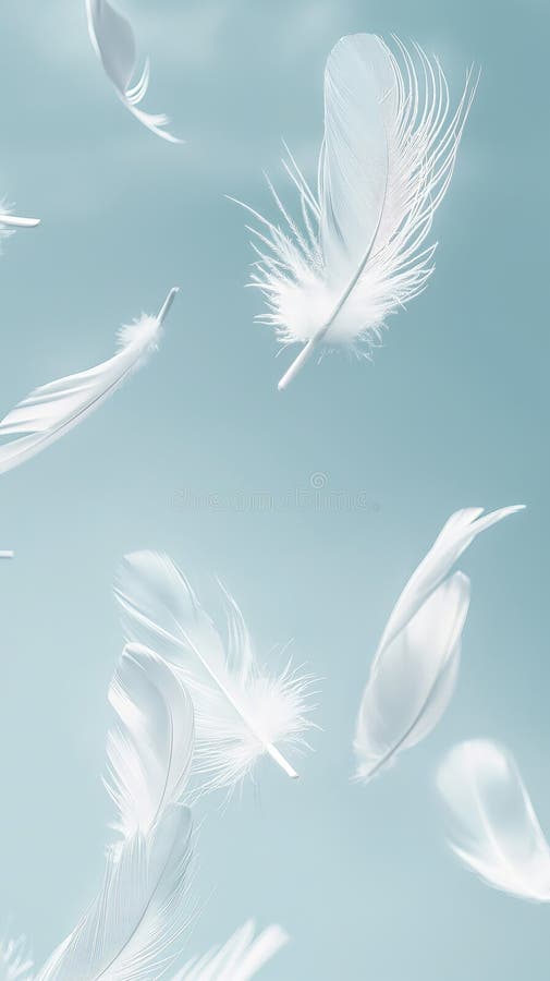 Floating White Feathers on Blue Stock Photo - Image of tranquility ...