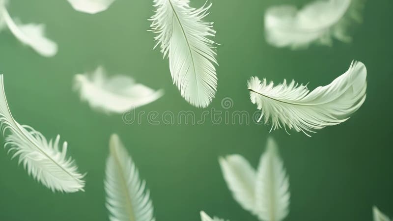White Feathers Floating on Green Screen Background Stock Video - Video ...