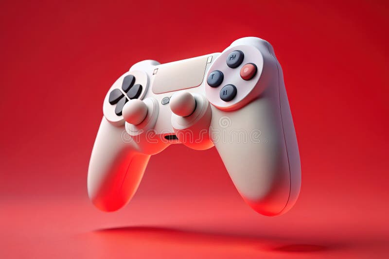 Floating White Game Controller Cute Cartoon Style 3D Render for Gaming ...