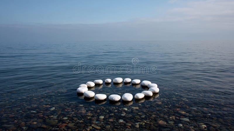 Floating White Pebbles Arranged in Abstract Pattern, Calm and ...