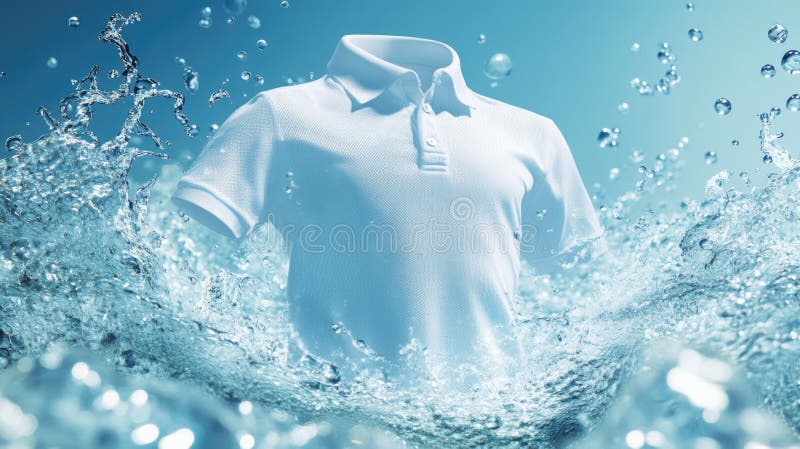 Floating White Polo Shirt in Splashing Water Background Stock Photo ...