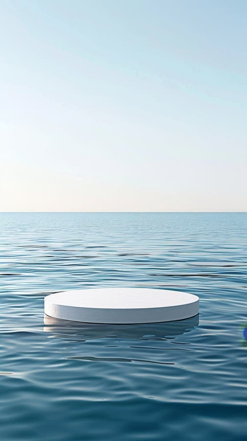 Floating White Round Platform in the Middle of a Calm Ocean, Clear Sky ...