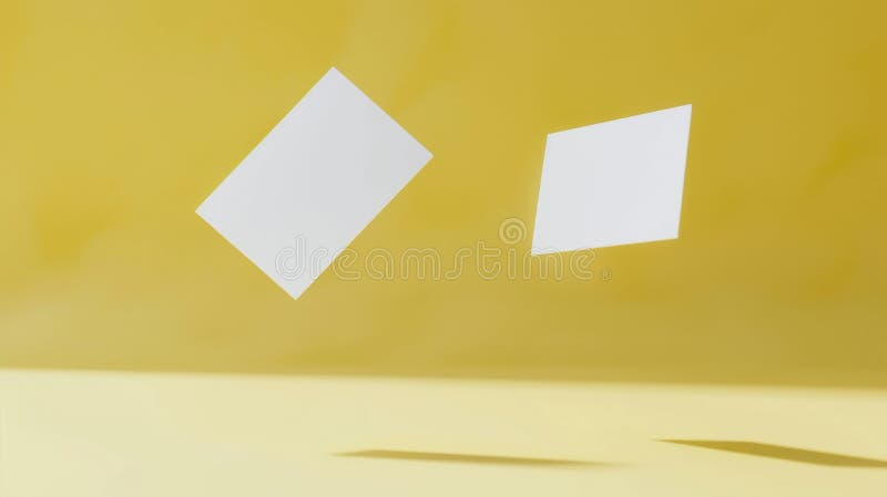 Floating White Sheets on Yellow Background, Generative AI Stock Image ...