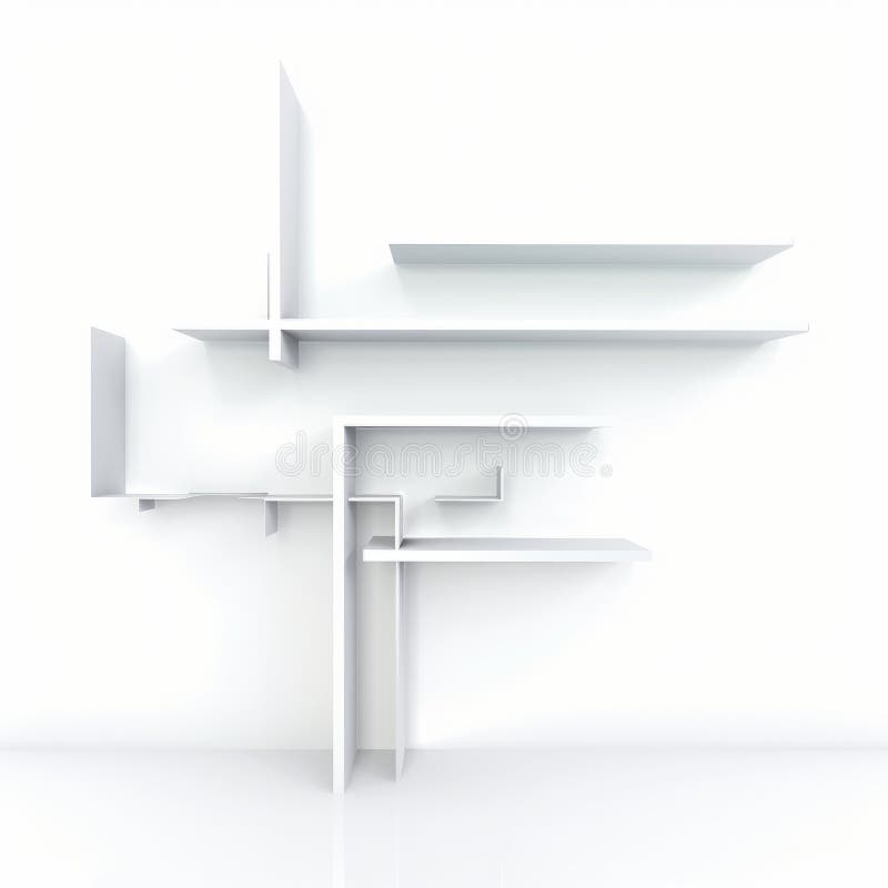 Multilayered Abstract Art: White Wall with Thin Shelves Stock ...