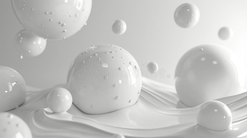 Floating White Spheres Glossy Texture Smooth White Surface Minimalistic ...