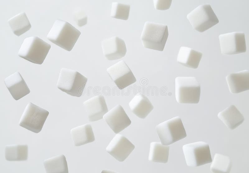 Floating White Sugar Cubes on Bright Background Stock Illustration ...