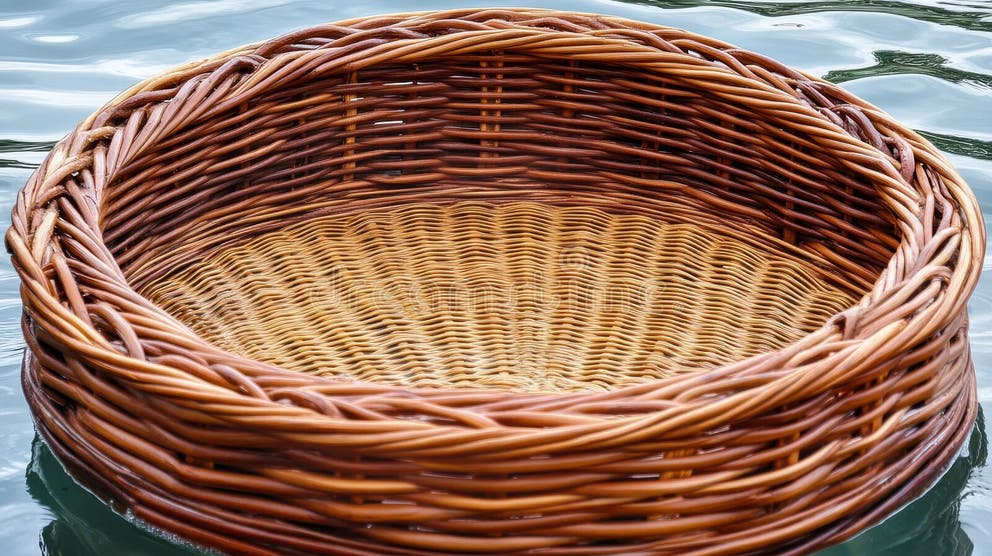 Floating Wicker Basket: a Study in Texture and Watery Reflections (91 ...