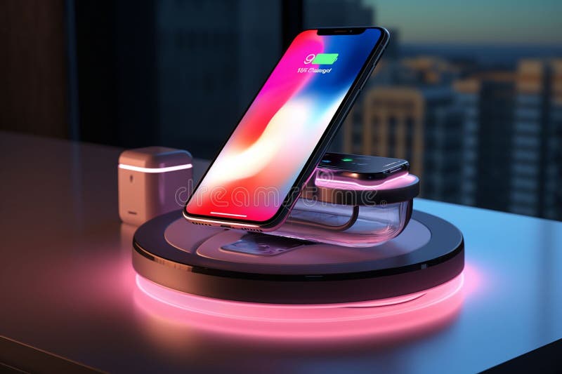 Floating Wireless Charging Station for Multiple Stock Illustration ...