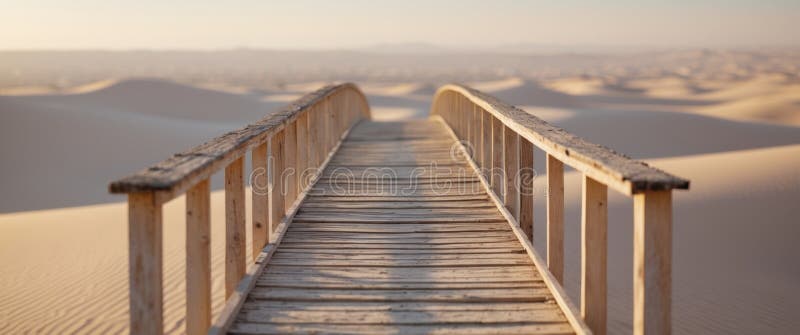 Floating Wooden Bridge Leading Nowhere in a Vast Desert. Stock Photo ...