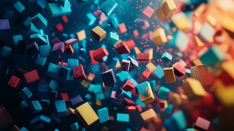 Floating Words a Digital Explosion of Knowledge Stock Illustration ...