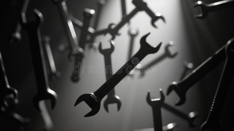 Floating Wrenches in Dramatic Lighting with a Futuristic Aesthetic ...