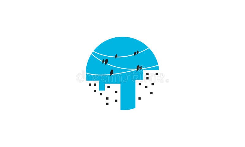 Flock of Birds on Cable Logo Symbol Vector Icon Illustration Graphic ...